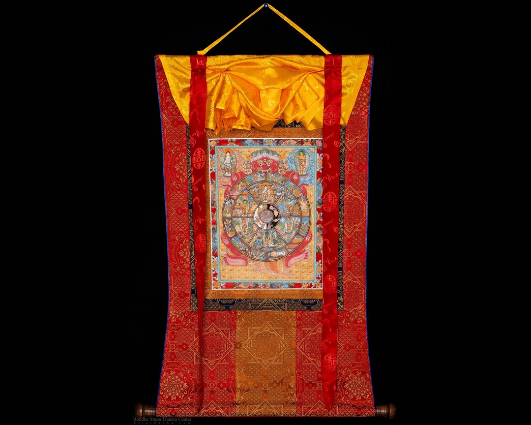 Thangka of Samsara – Wheel of Life With Ornate Brocade Frame - Etsy