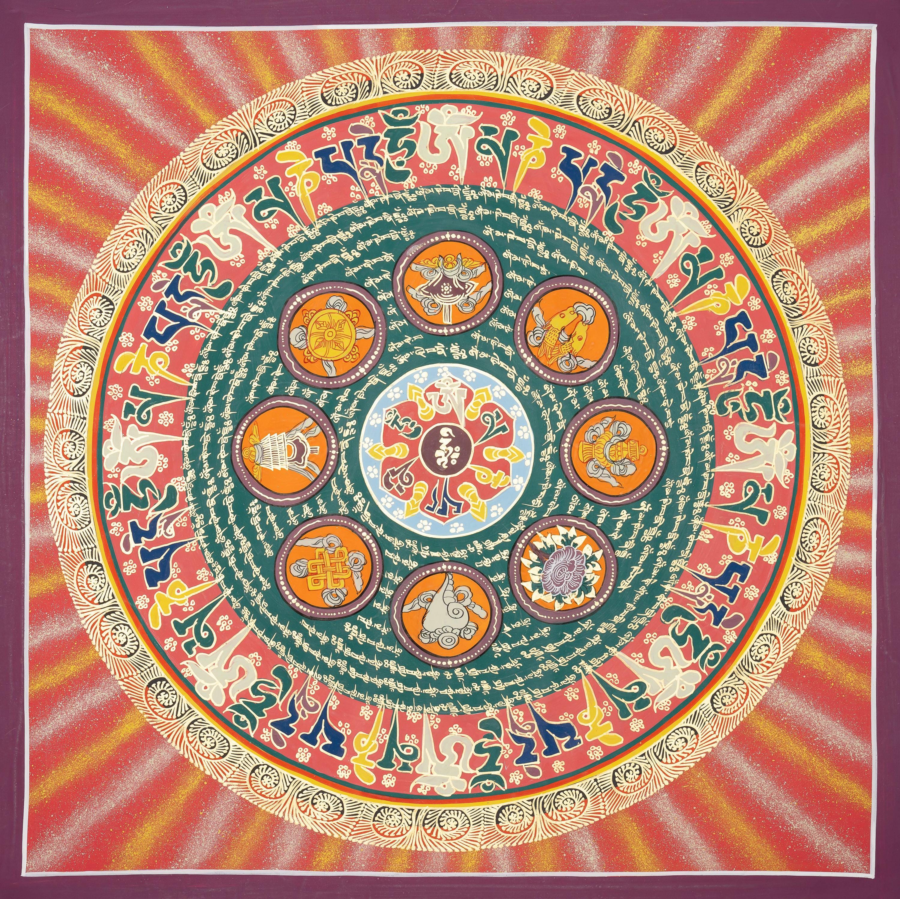 Mantra Mandala Thangka | Authentic Handmade Design Representing ...