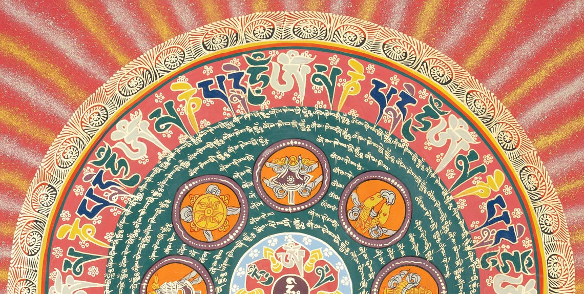 Mantra Mandala Thangka | Authentic Handmade Design Representing ...