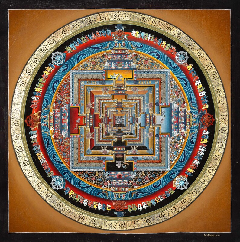 The Dharma Wheel – Kalachakra Mandala Handmade Thangka - Etsy