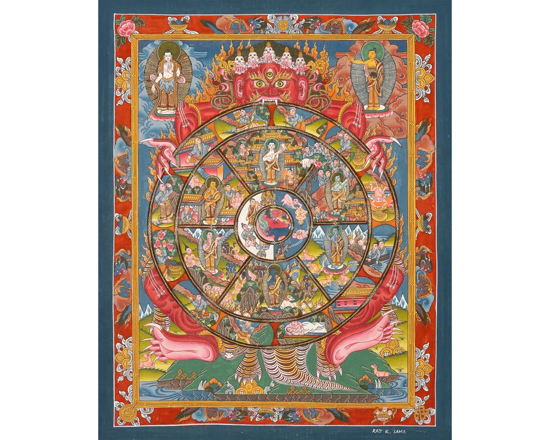 Wheel of Transformation – Handmade Tibetan Thangka of Life’s Journey - Etsy