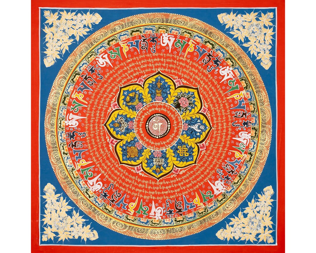 Handmade Eight Auspicious Symbols Thangka: Himalayan Mandala Art - Etsy UK