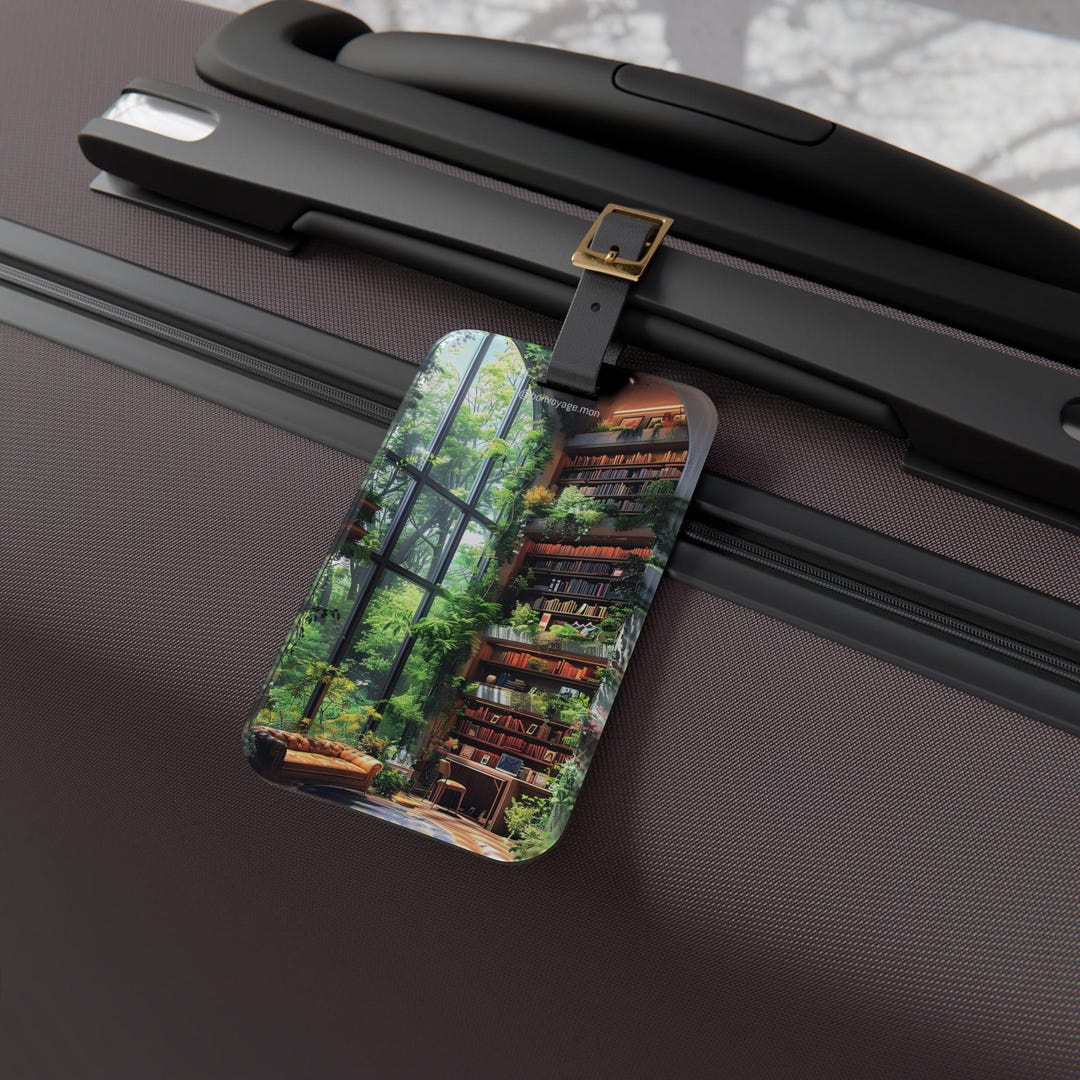 Cozy Green Library Luggage Tag - Etsy