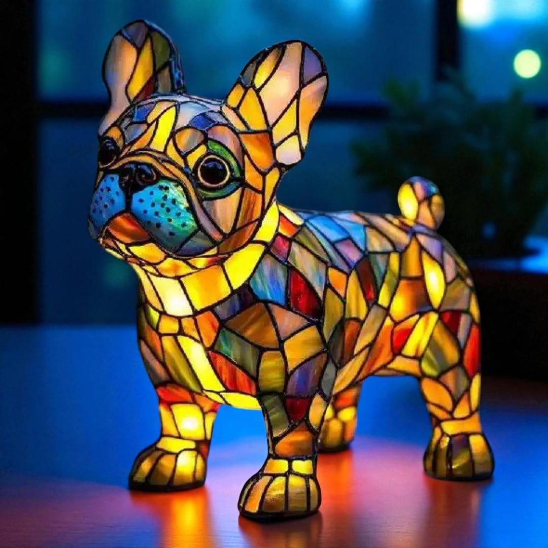 Bulldog Night Light, Resin Lamp, Lamp, Dog Lamp, Mosaic Table Lamp ...