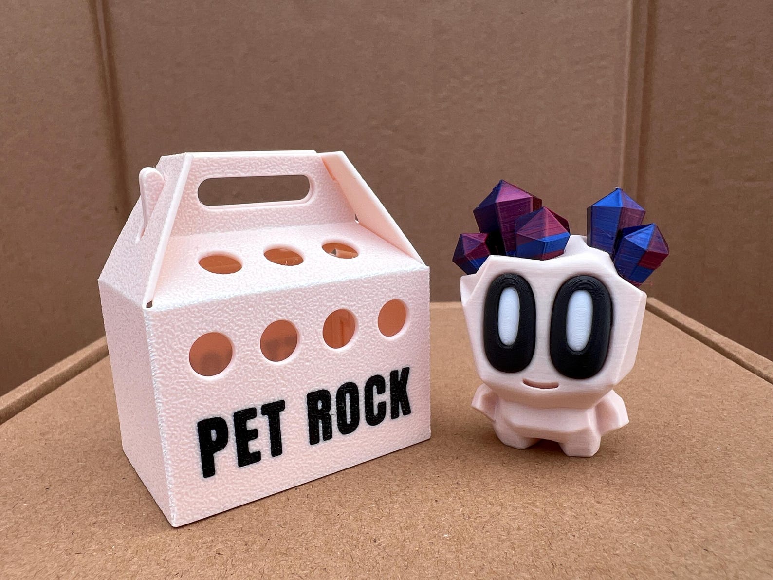 3D Printed Pet Rock With Eyes & Carrier | Eco-friendly PLA ...