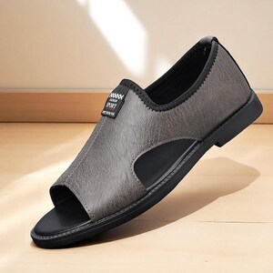 Men’s Leather Sandals | Summer Beach Slides | Non-slip Outdoor Slippers ...