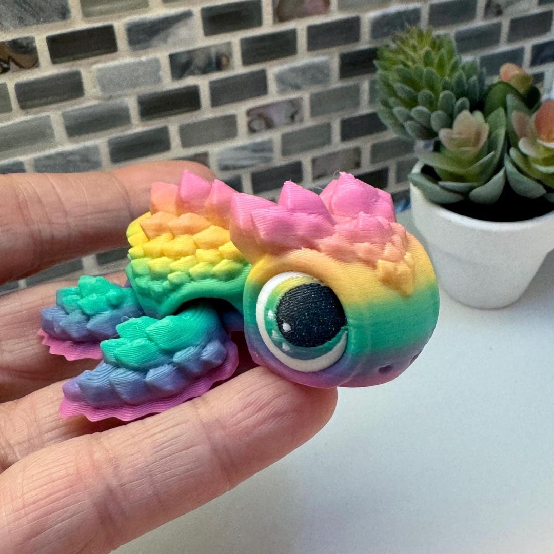 Rainbow Crystal Turtle 3” | 3D Printed Flexi Turtle Toy | Articulated ...