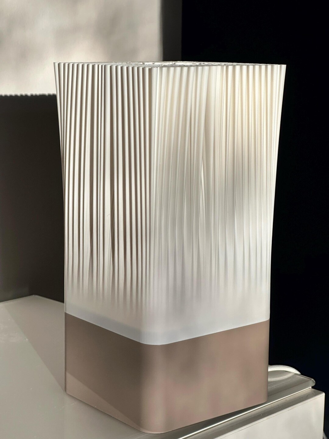 3D Printed Table Lamp – Beige and White Modern Sculptural Lamp - Alida ...