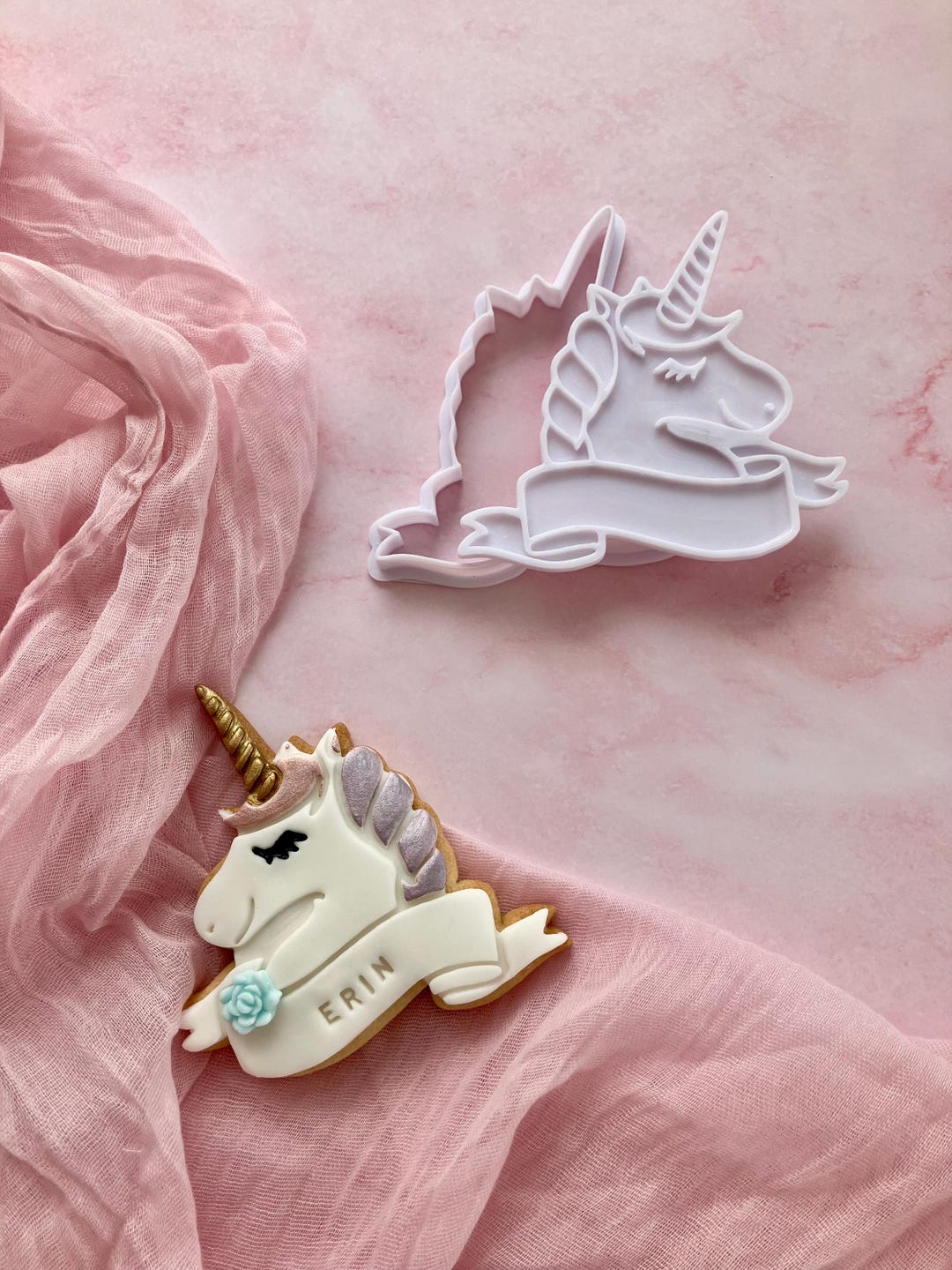 Unicorn Face Cookie Cutter & Stamp – 8cm – Personalised Scroll Sign ...