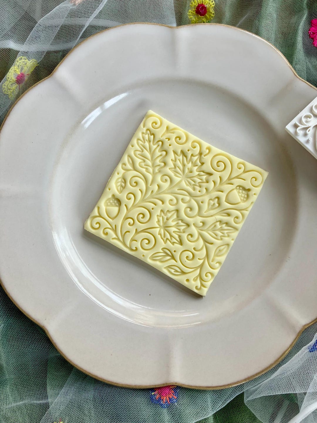 Leaf & Acorn Fondant Stamp – Autumn Pattern Cookie Embosser – 8cm ...