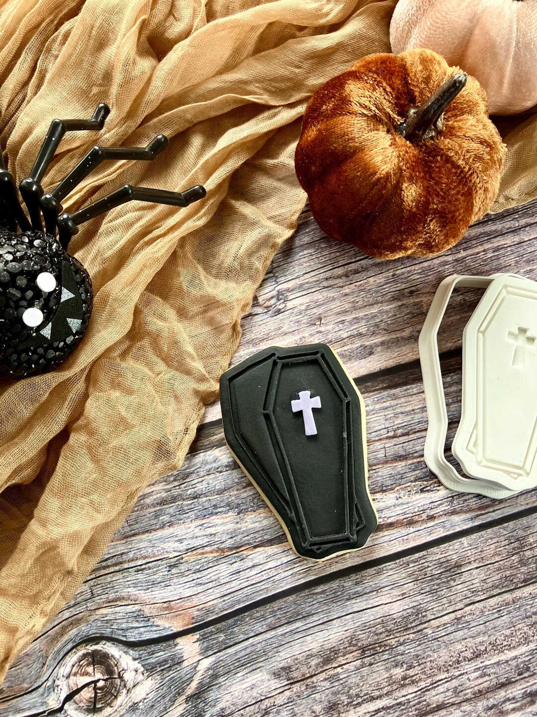 Open Coffin With Cross Cookie Cutter & Fondant Stamp – 8cm Gothic ...