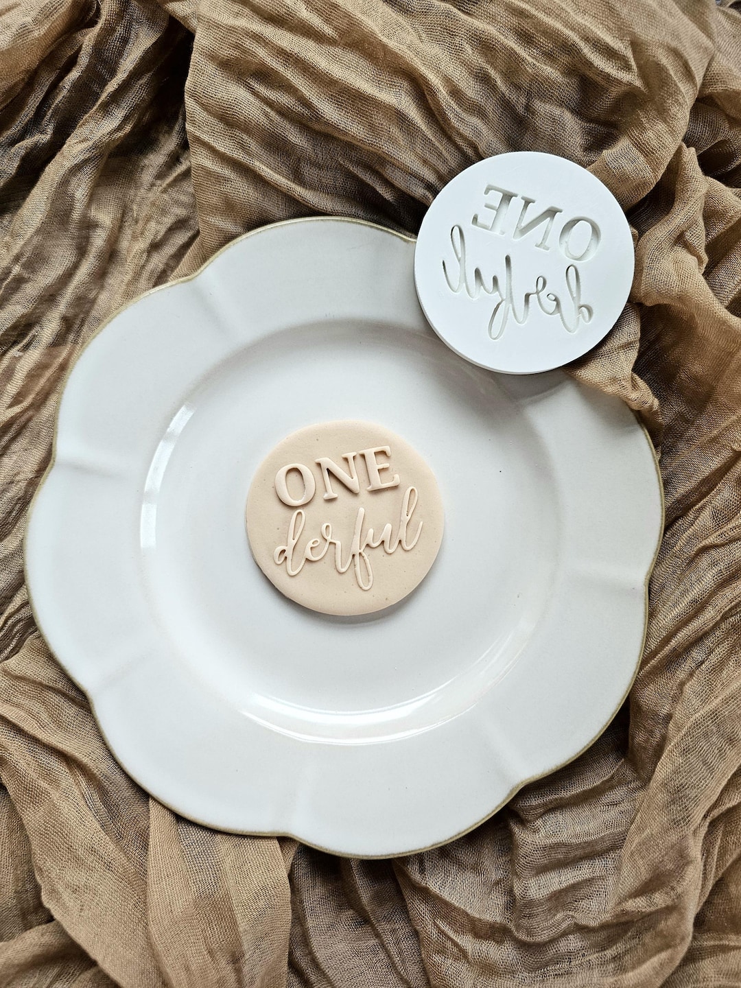 ONE Derful Cookie Stamp – 7cm Round – First Birthday Fondant Embosser ...