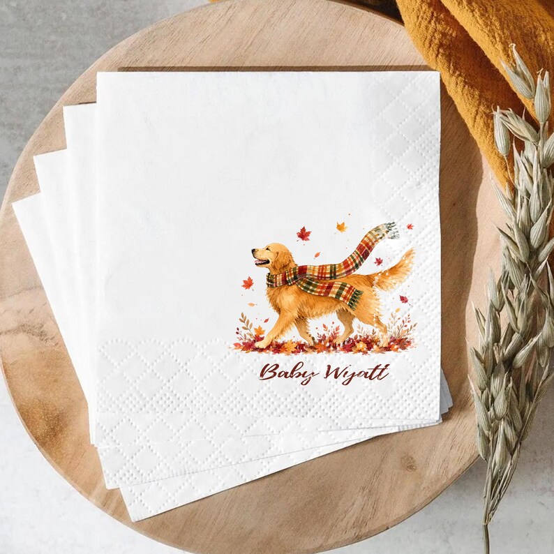 Personalized Dog Napkins, Custom Pet Cocktail Napkins, Fall Puppy Party ...