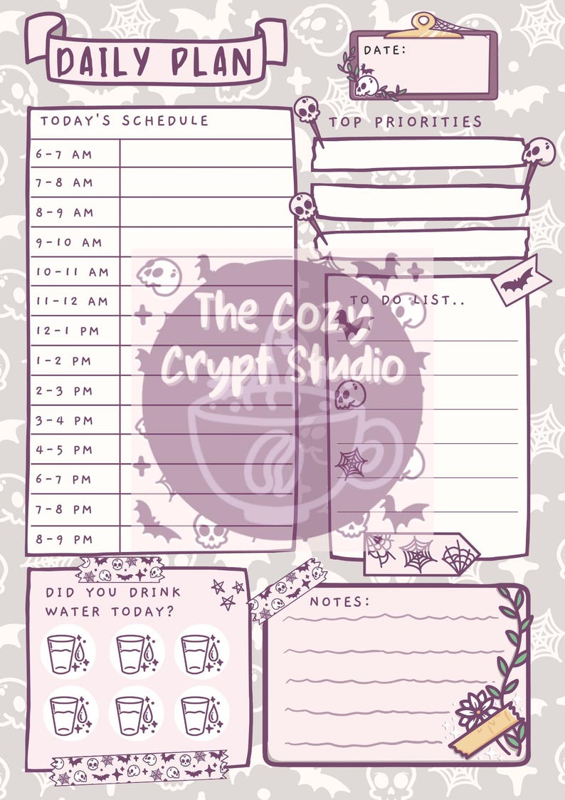 Spooky Aesthetic Printable Daily Schedule Planner and to Do List (A4 ...