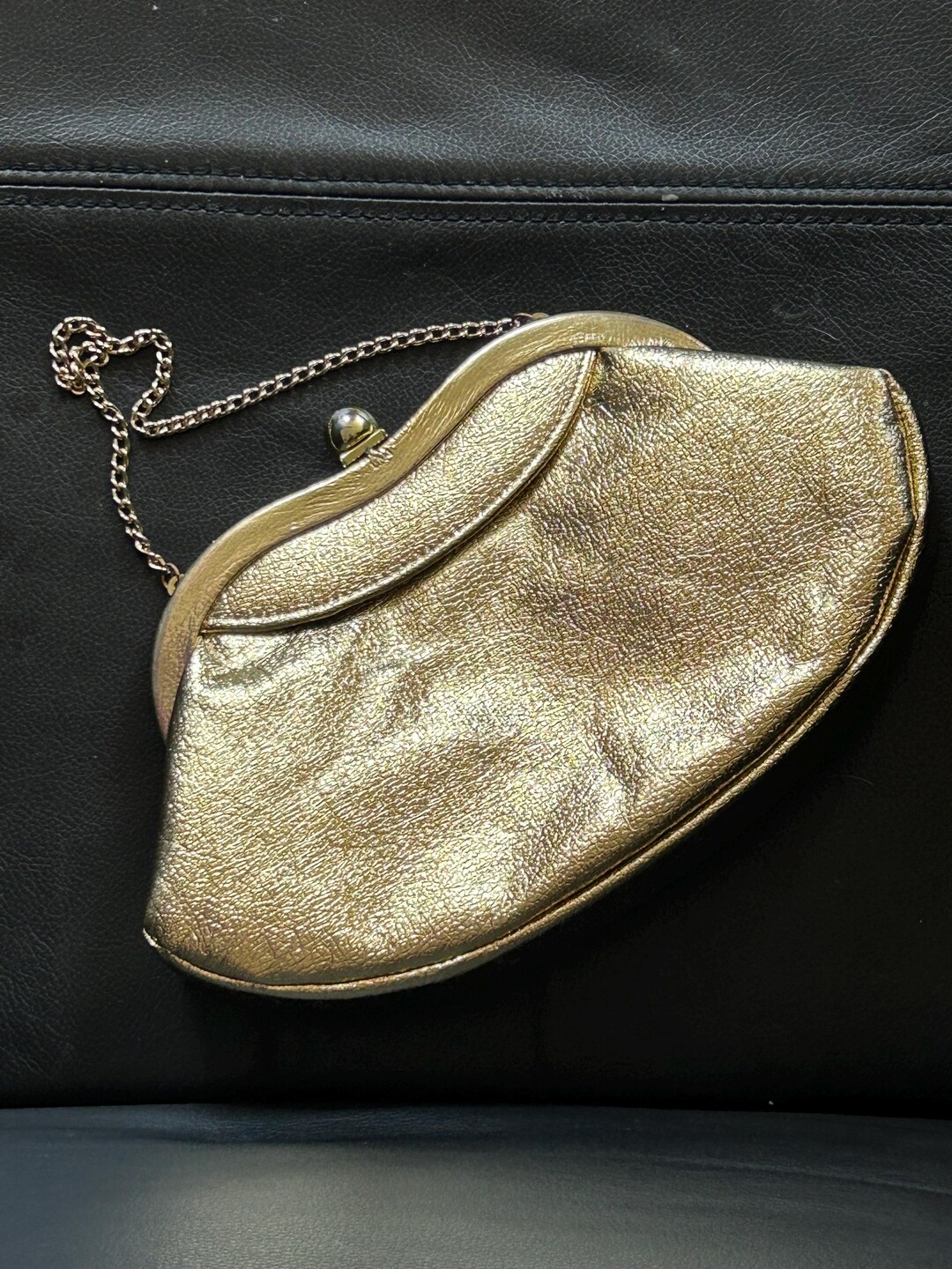 THE STARLET Vintage 50s/60s Gold Foil Metallic Handbag/purse W/chain ...