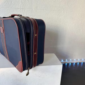TRAIN SONG Vintage 70s/80s Navy Blue Nylon Lightweight Fabric Zippered ...