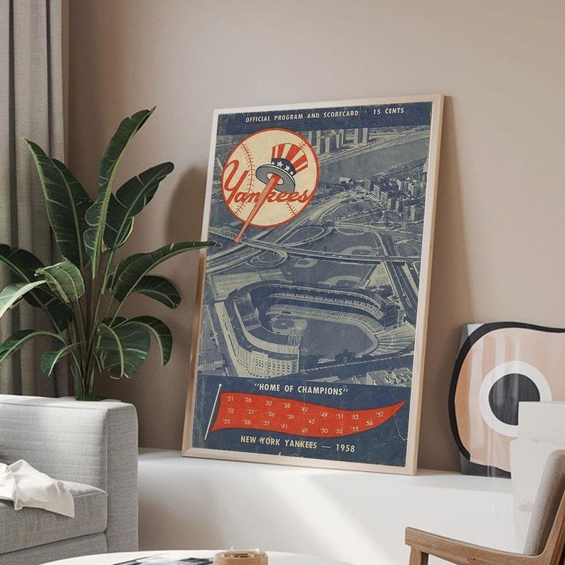 Vintage 1958 Yankees Program Poster, Retro Baseball Stadium Art LI-T11 ...