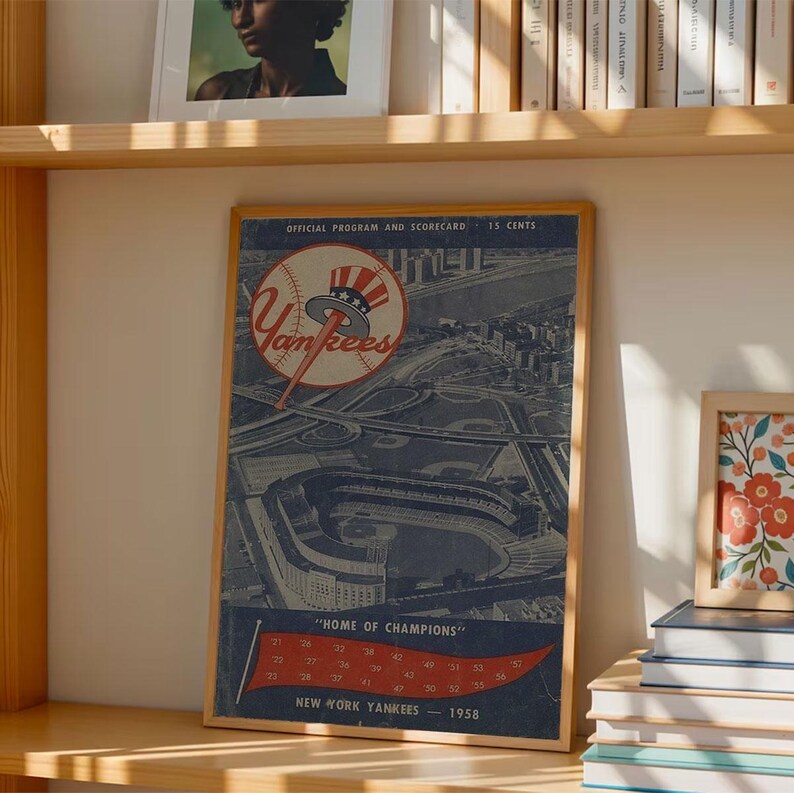 Vintage 1958 Yankees Program Poster, Retro Baseball Stadium Art LI-T11 ...