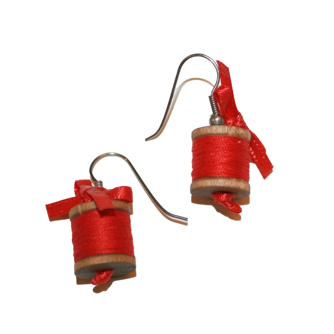 Vintage Sewing Spool Earrings - Cute Little Mini Sewing Gift Sewer ...