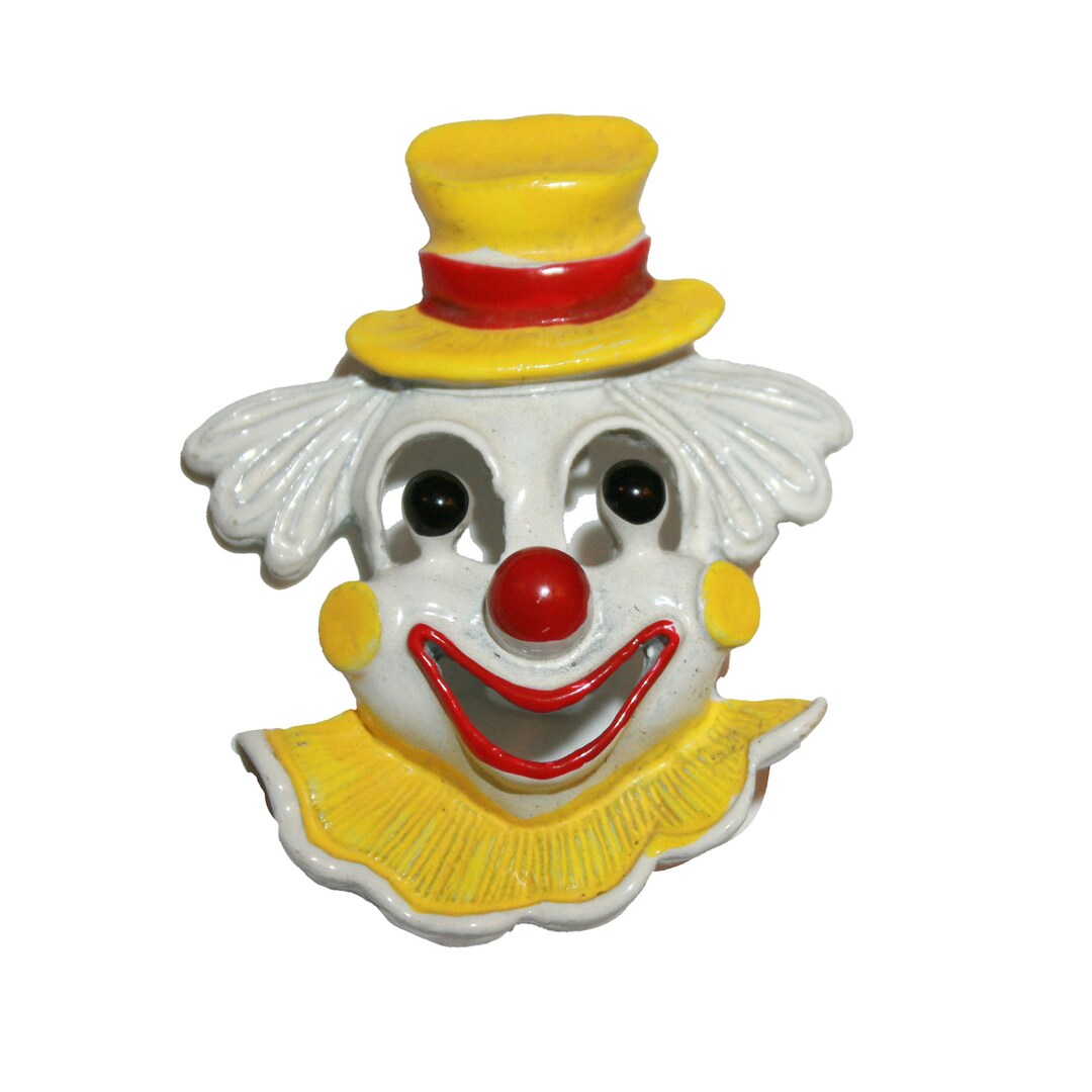 Vintage Enamel Clown Pin - Creepy Unusual Oddity Strange Brooch ...