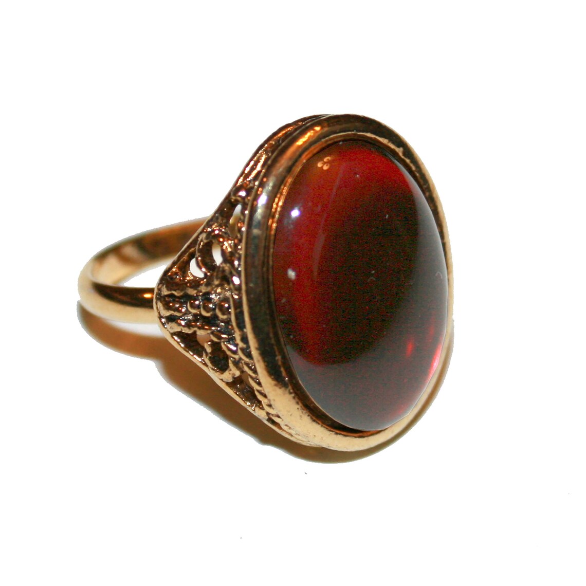 Vintage 70s Red or Green Glass Ring - 70s Style Ring Pirate Ring Gold ...