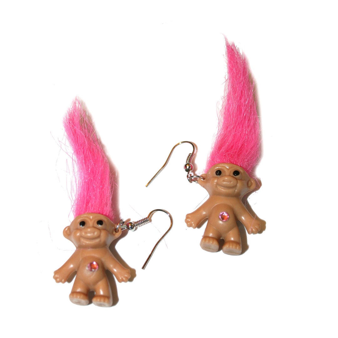 90's Vintage Troll Doll Earrings - RARE Earrings Gem Troll Gem Belly ...