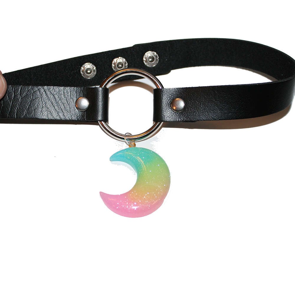 Luna Rainbow Dungeon Moon Choker - 90's Inspired Handmade Rainbow ...