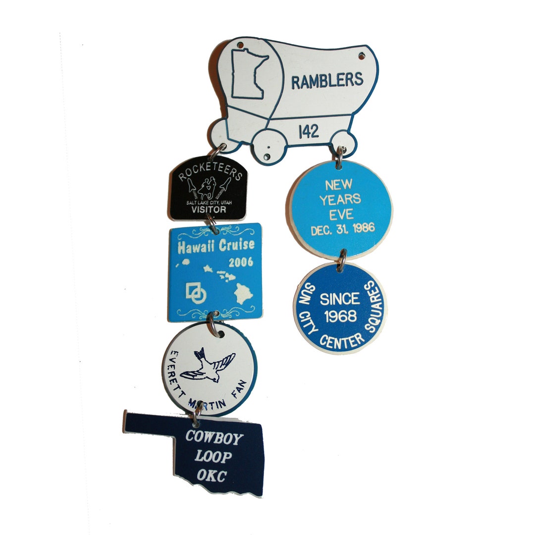 Big Vintage Square Dancing Pins - Blue Badges - Collectible Pins ...