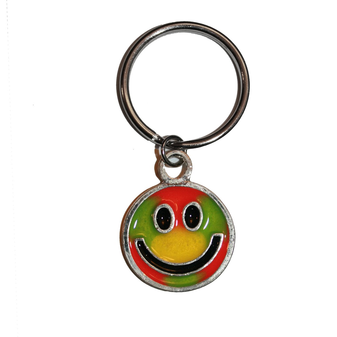 90s Vintage Enamel Happy Face Keychain - Retro Keychain Collectible Key ...