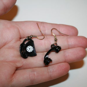 Black Telephone Earrings - Enamel Vintage Phone Vintage Rotary Phone ...