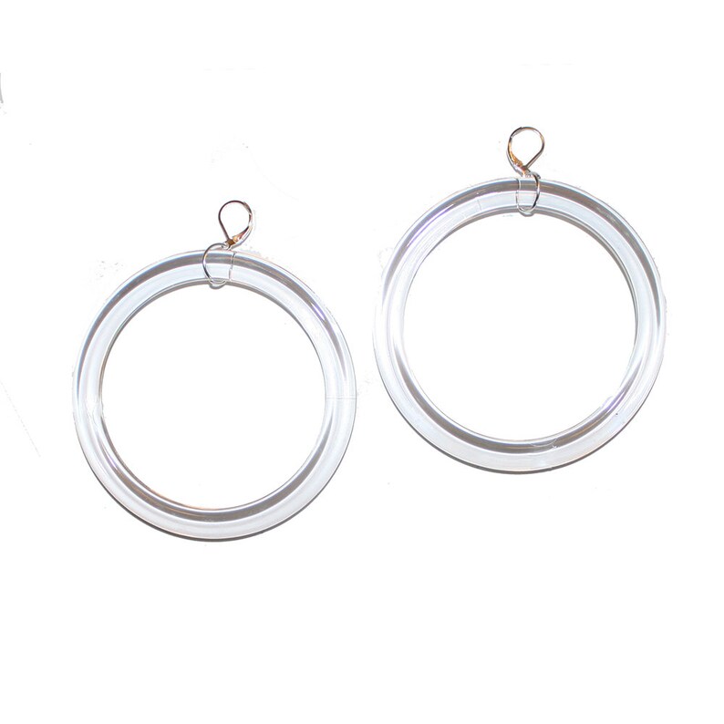 Clear Hoop Earrings - Huge Clear Hoop Earrings Unique Glass Like Weird ...
