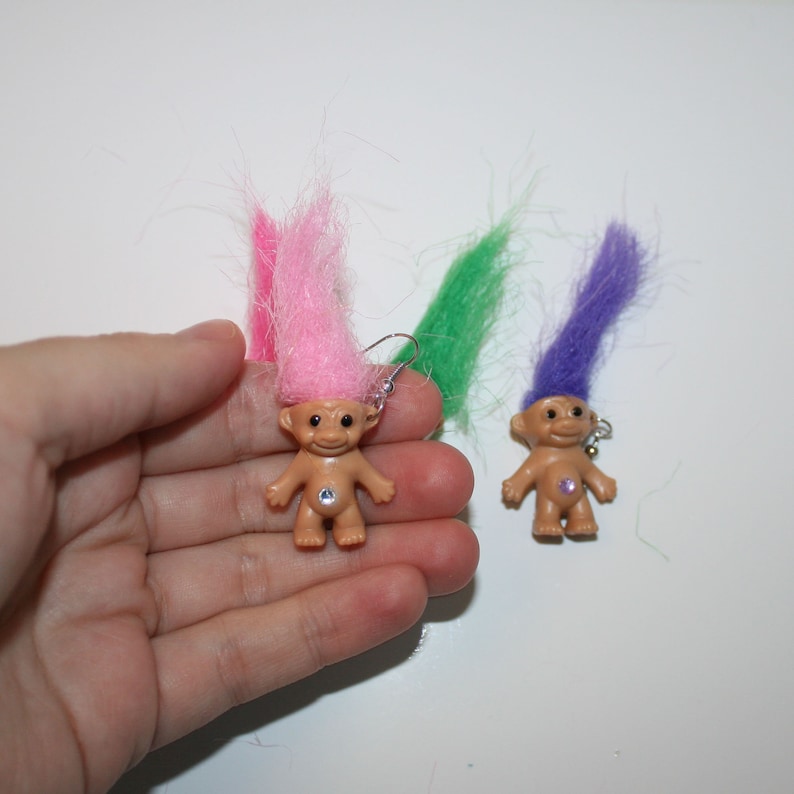 90's Vintage Troll Doll Earrings - RARE Earrings Gem Troll Gem Belly ...