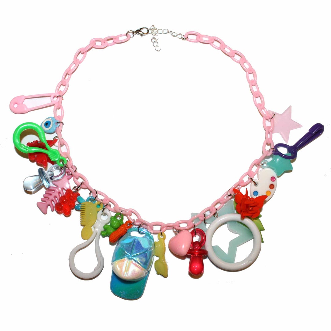 Charm Explosion Necklace - Vintage Kitsch Charm Necklace Cracker Jack ...
