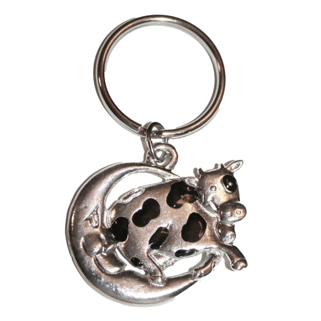 90s Cow in the Moon Keychain - Retro Keychain Collectible Key Chain 90s ...