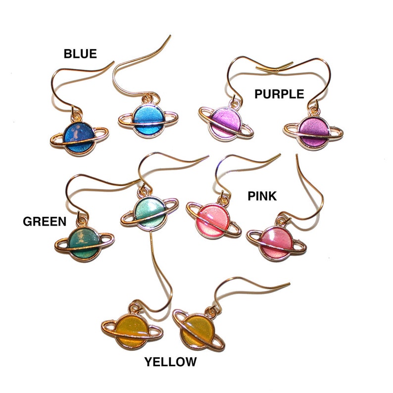 Handmade Enamel Saturn Earrings Cute Little Saturn Plant - Etsy