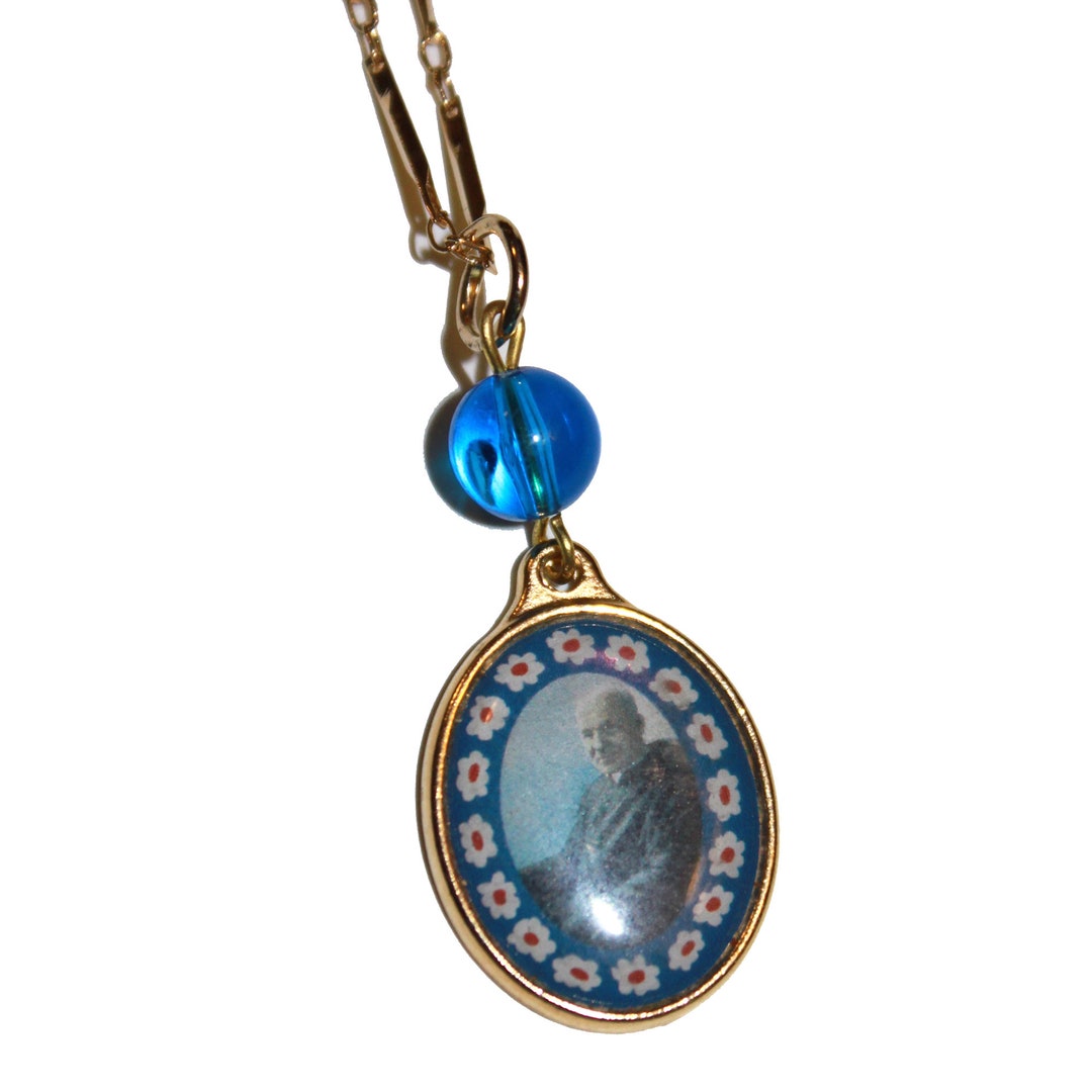 Vintage Blue Pope Necklace - Rosary Style Catholic Jewelry Religion ...
