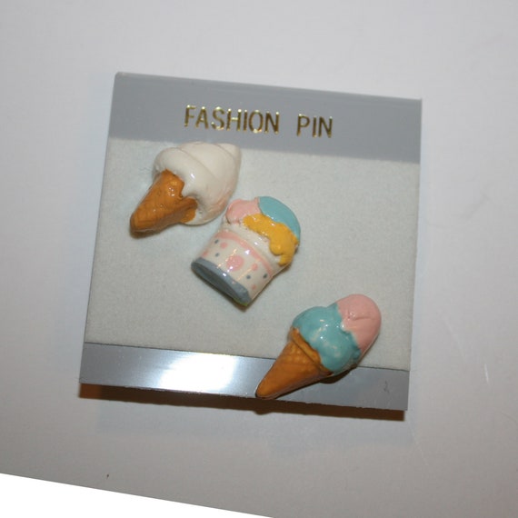 Vintage Ice Cream Pin Set - vintage ice cream pins br… - Gem