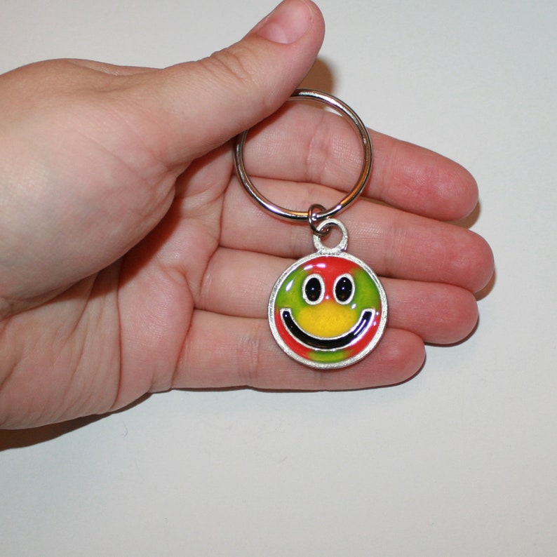 90s Vintage Enamel Happy Face Keychain Retro Keychain - Etsy