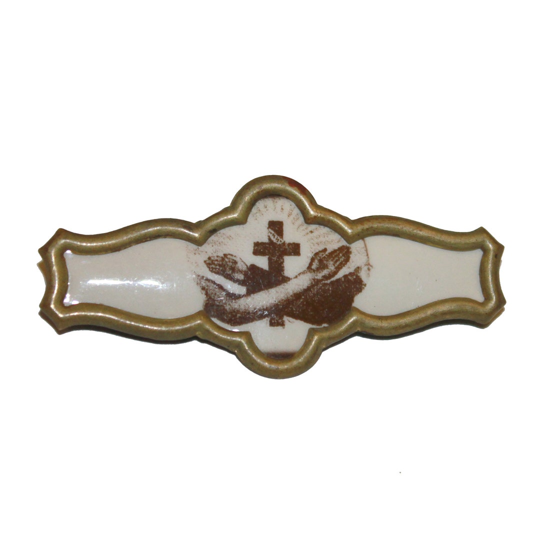 Antique Victorian Arms and Cross Brooch - Religious Catholic Jewelry ...
