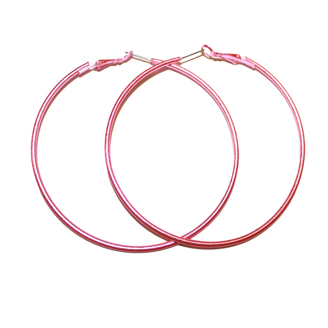 Vintage 90s Y2k Big Hoop Earrings - Metallic Pink Aqua Purple Blue ...