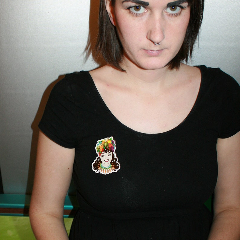 Carmen Miranda Brooch - Handmade Laser Cut Acrylic Brooch - Original ...