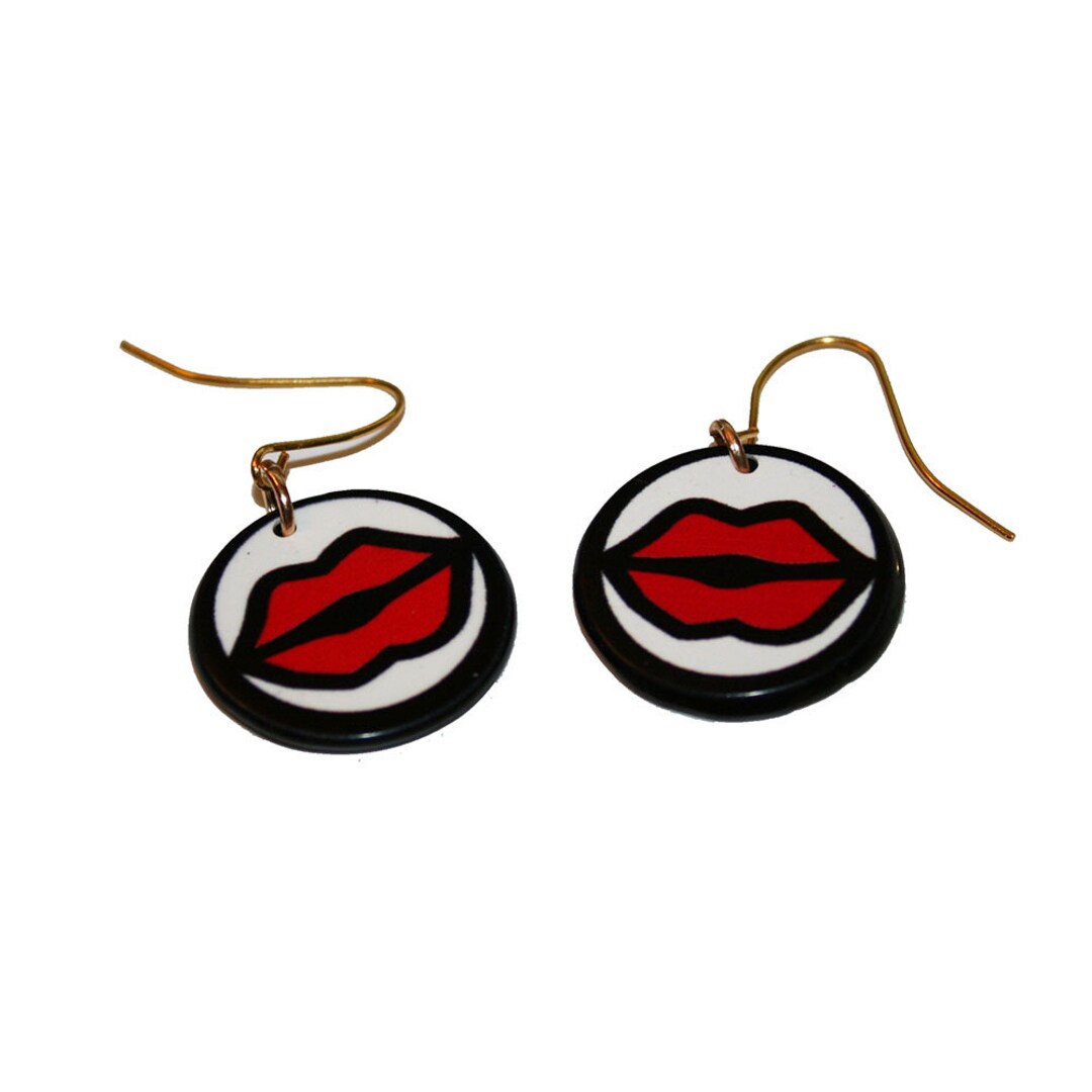 Red Lips Earrings - Ruby Red Lips Lipstick Earrings Cute Kitschy Kitsch ...