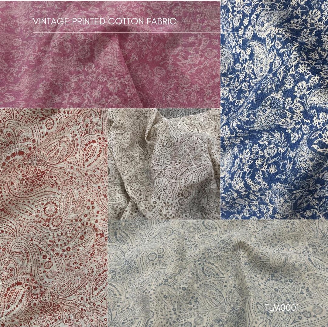 Printed Linen Fabric – Vintage Floral Pattern | Soft Natural Texture ...