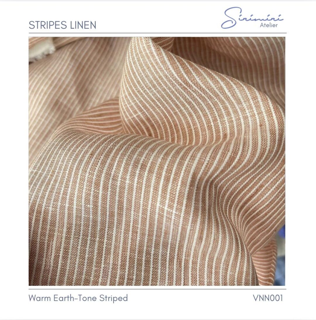Amber Clay Stripe Linen | Warm Earth-tone Striped Linen Fabric ...