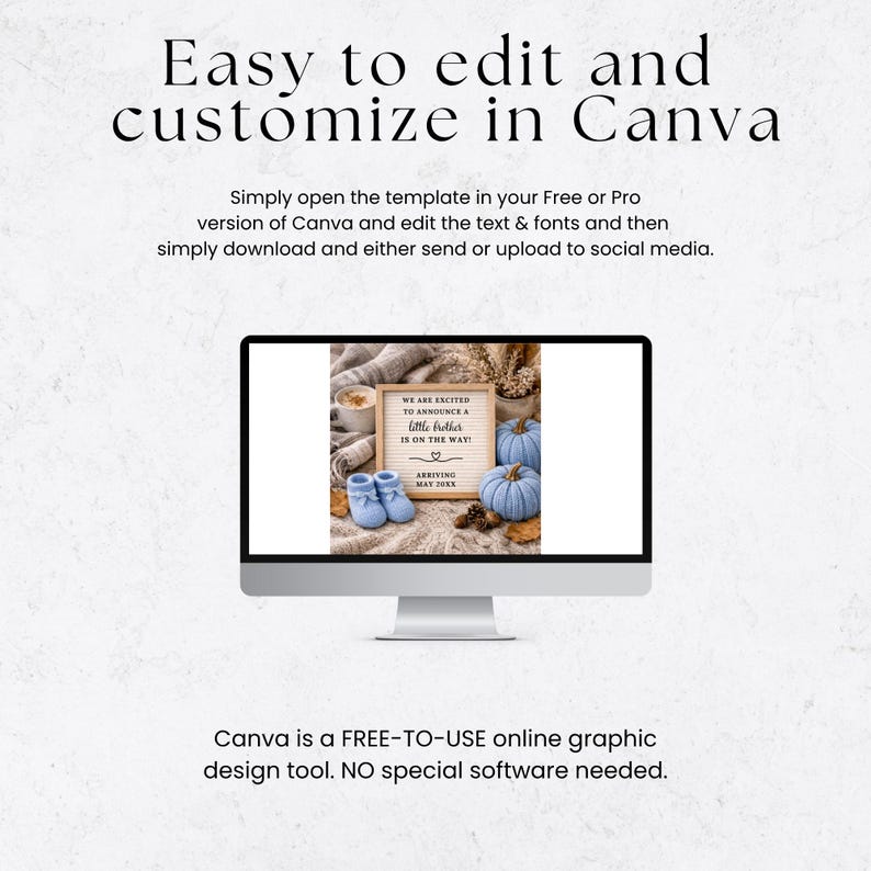 Little Brother Fall Pregnancy Announcement Template, Editable Autumn ...