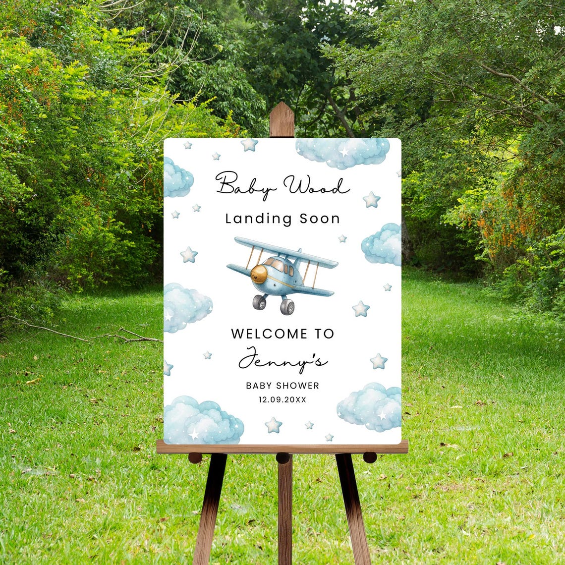 Landing Soon Baby Shower Welcome Sign, Vintage Airplane Printable ...