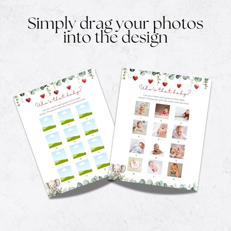 Elephant Who's That Baby Photo Game, Little Sweetheart Theme, Editable ...