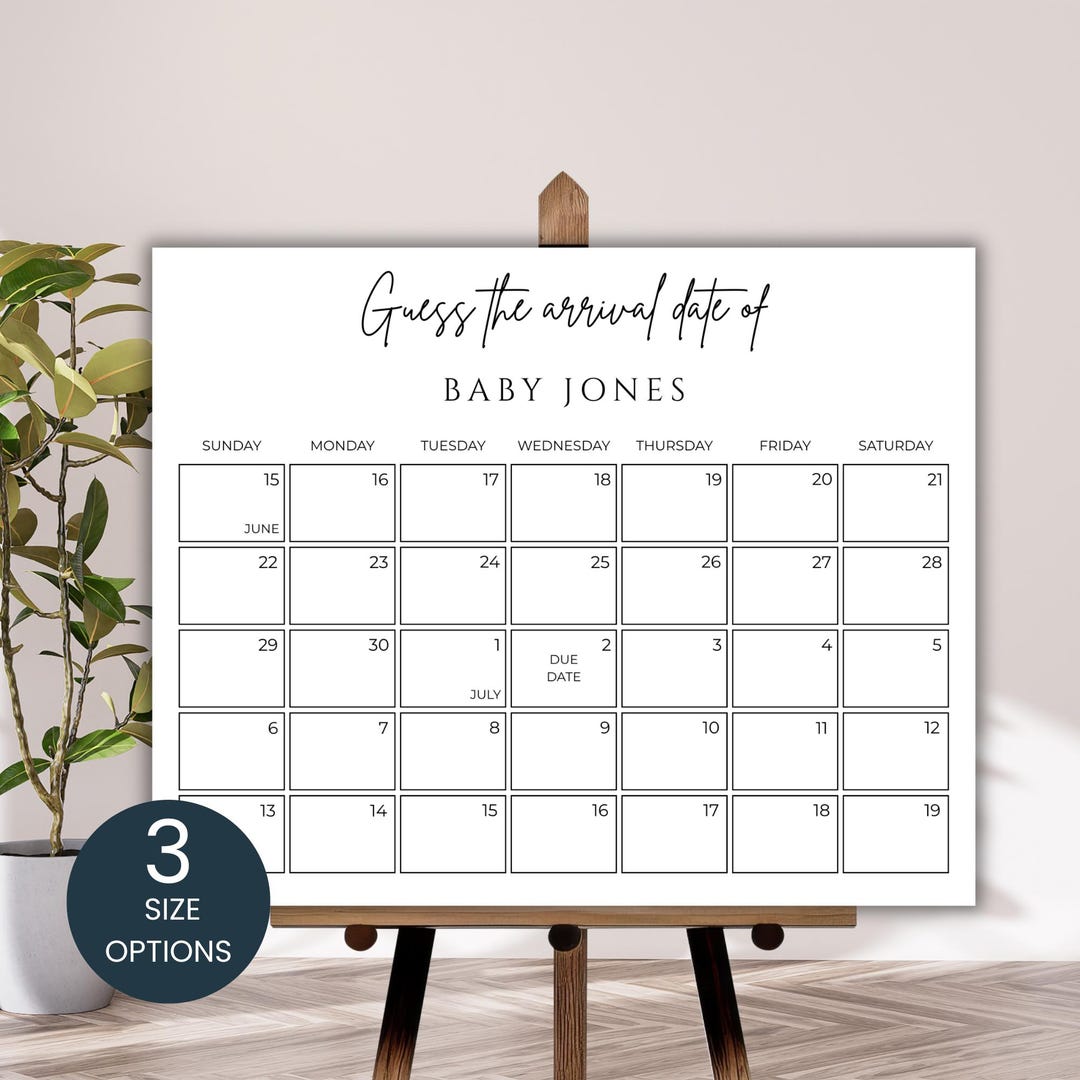 Guess the Arrival Game, Printable Baby Due Date Prediction Calendar ...