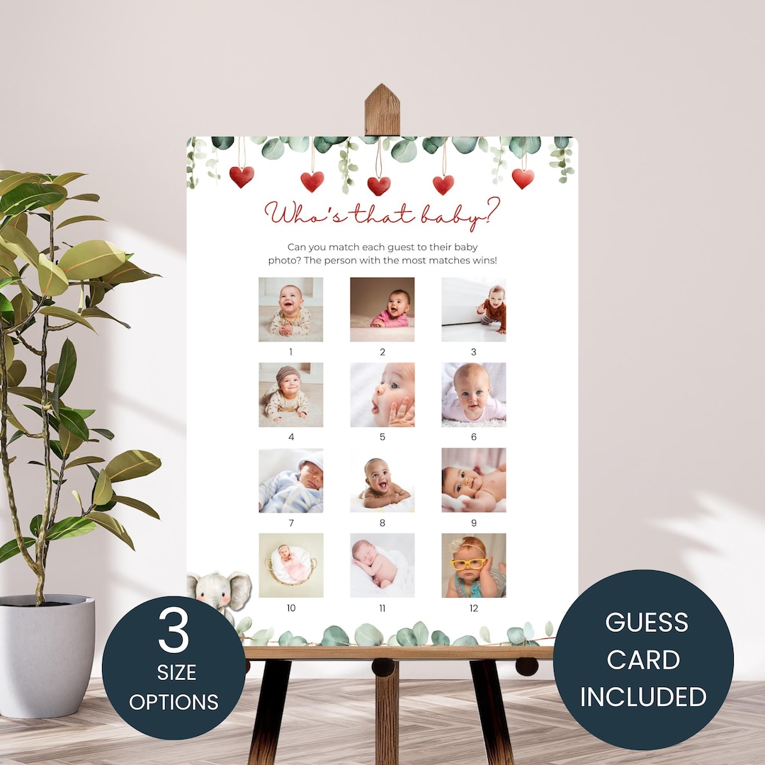 Elephant Who's That Baby Photo Game, Little Sweetheart Theme, Editable ...