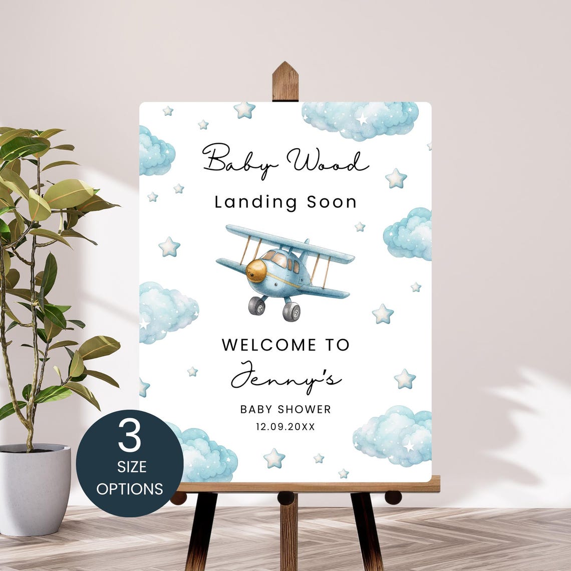 Landing Soon Baby Shower Welcome Sign, Vintage Airplane Printable ...